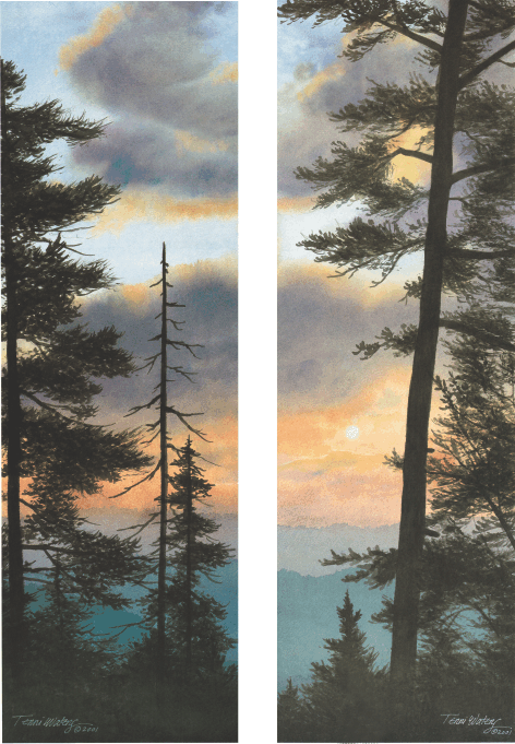 Smokies Silhouette I and II - Watercolor – Terri Waters Gallery